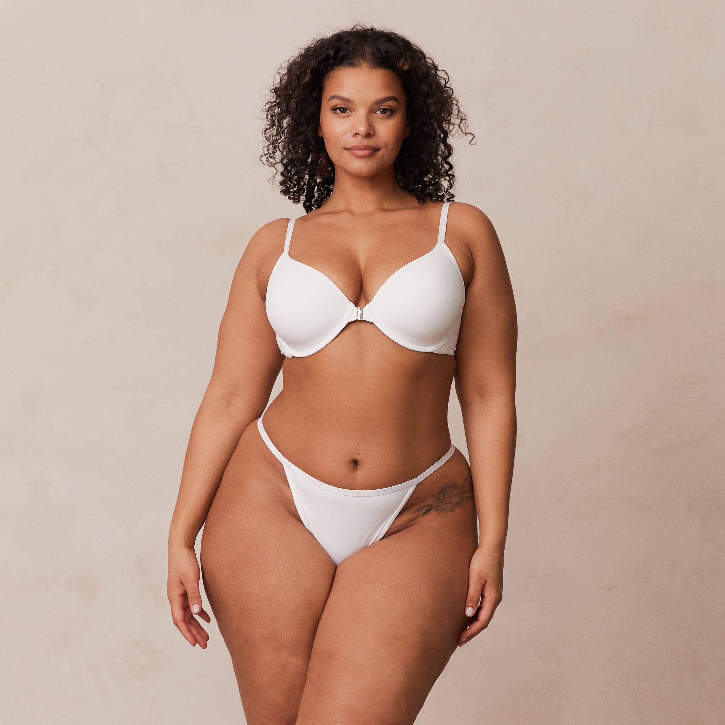 Smooth Front Fastening T Shirt Bra And Thongbriefs Set White Lounge Underwear