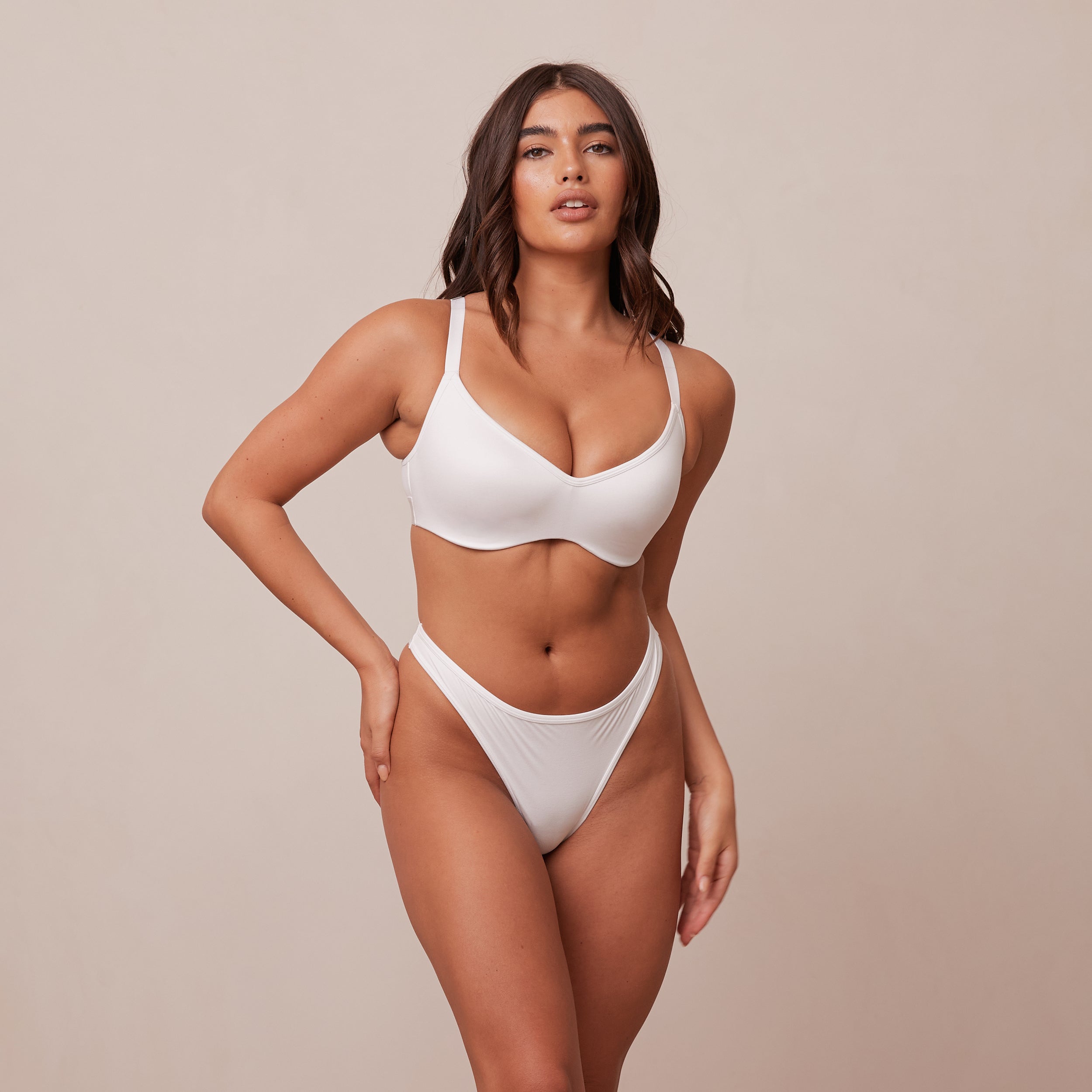 Ribbed Mindful Thong - White